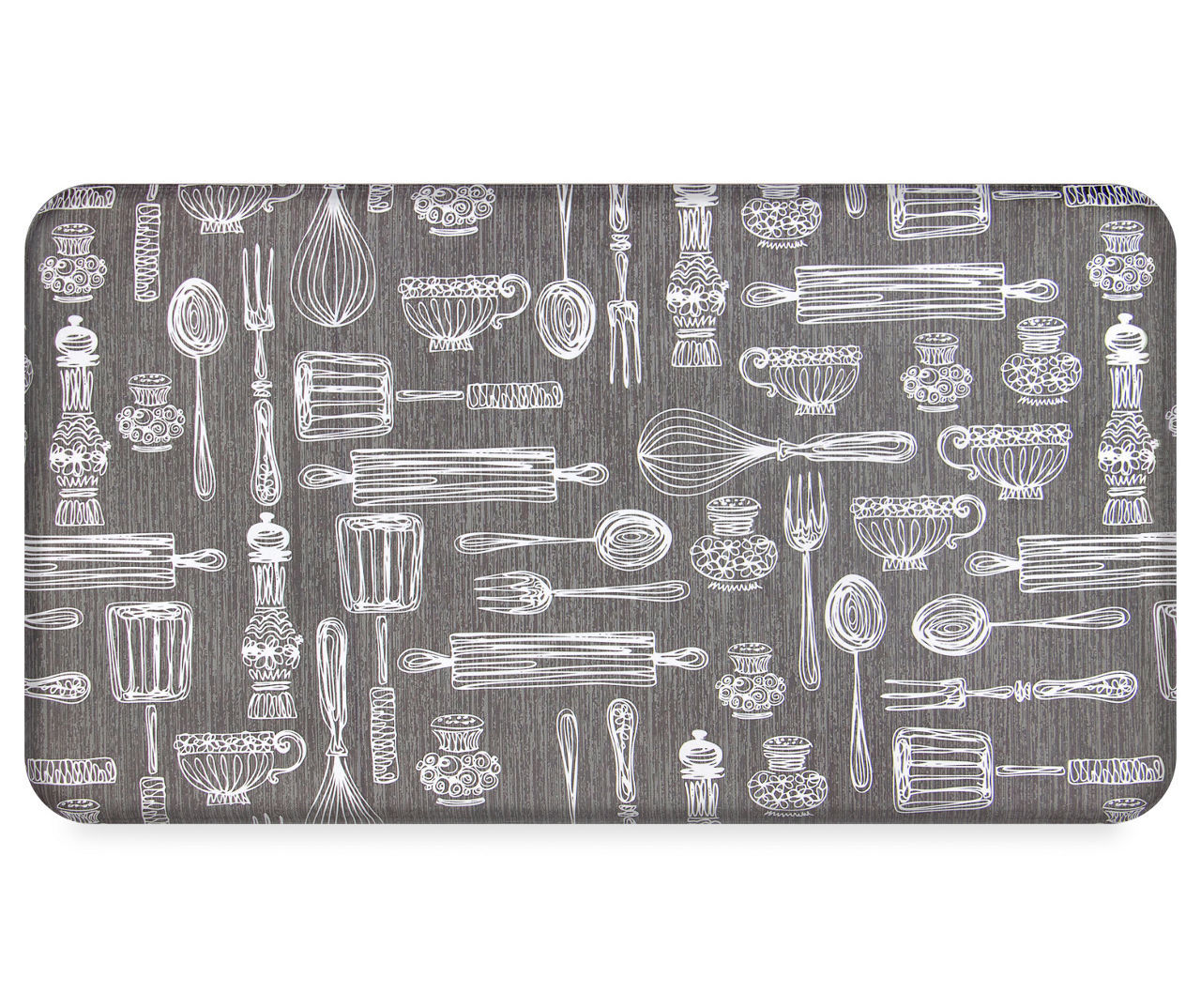 Real Living Gray Retro Utensil Pattern Kitchen Mat, (20" x 36") | Big Lots