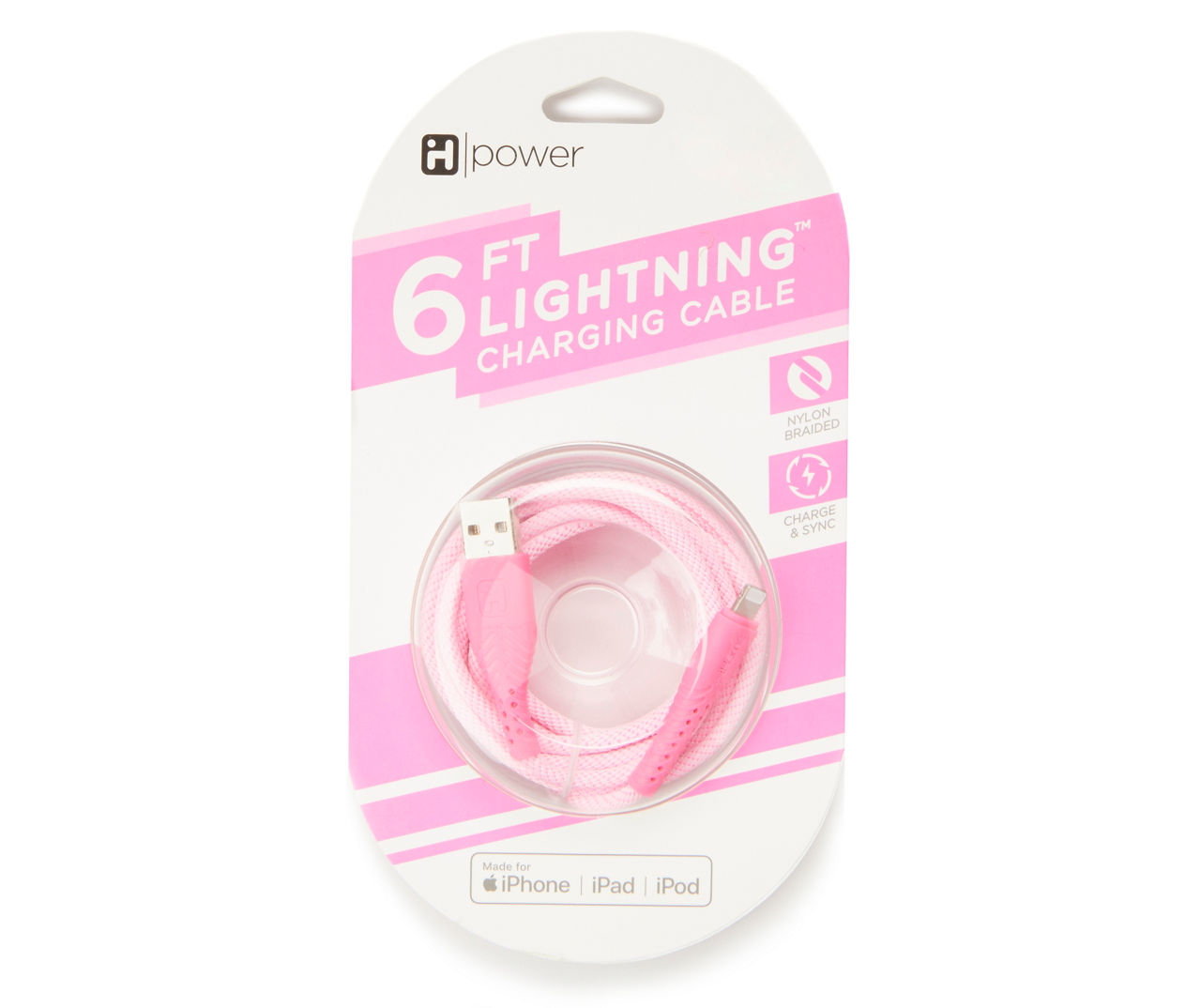 iHome Bright Pink Lightning 6' Nylon Cable | Big Lots