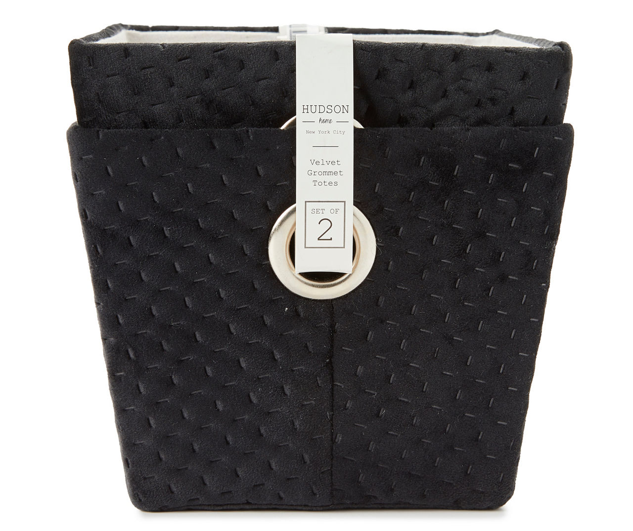 Black Velvet Grommet Storage Bins, 2-Pack | Big Lots