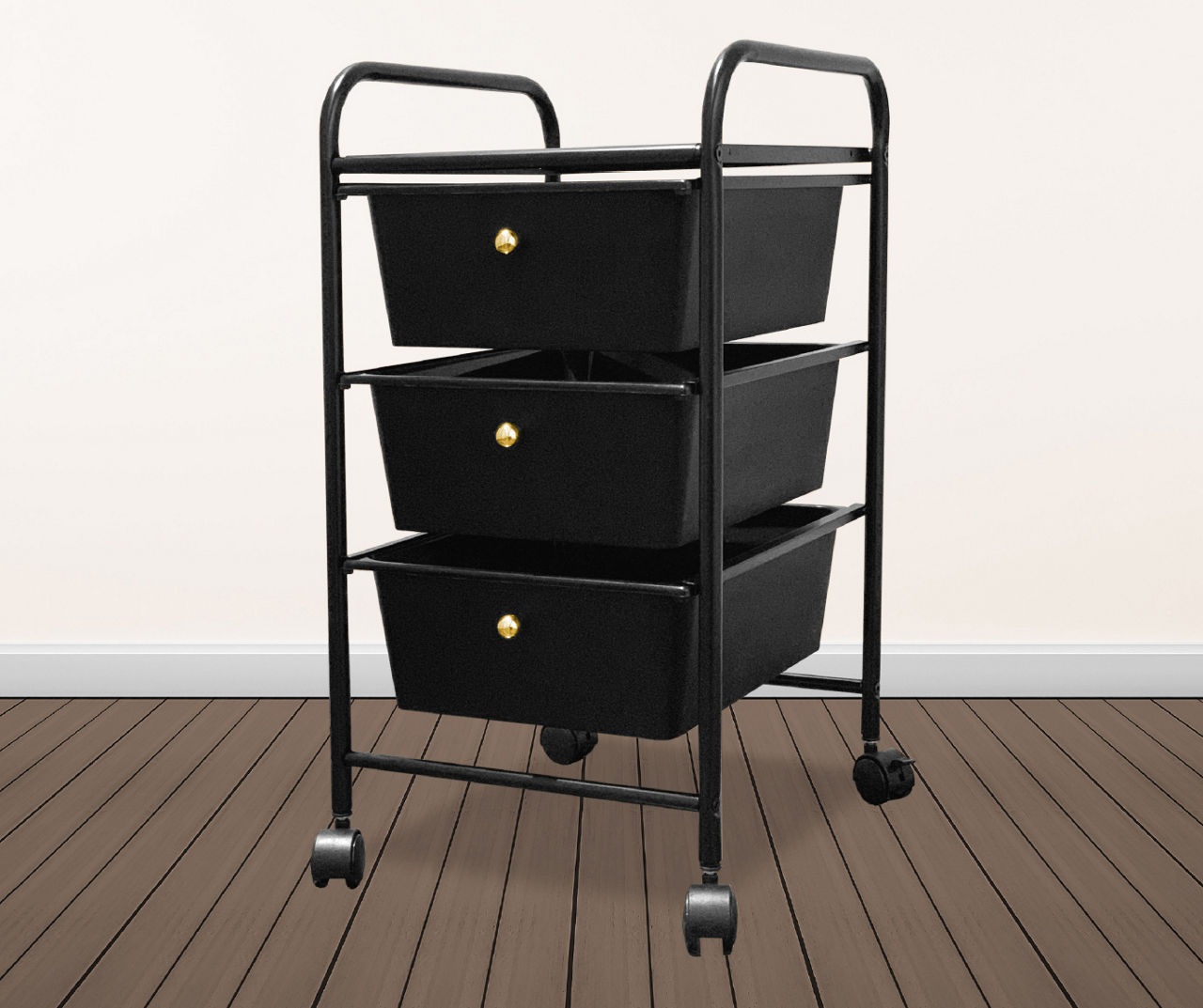 Real Living Tribeca Black 3-Drawer Rolling Cart | Big Lots