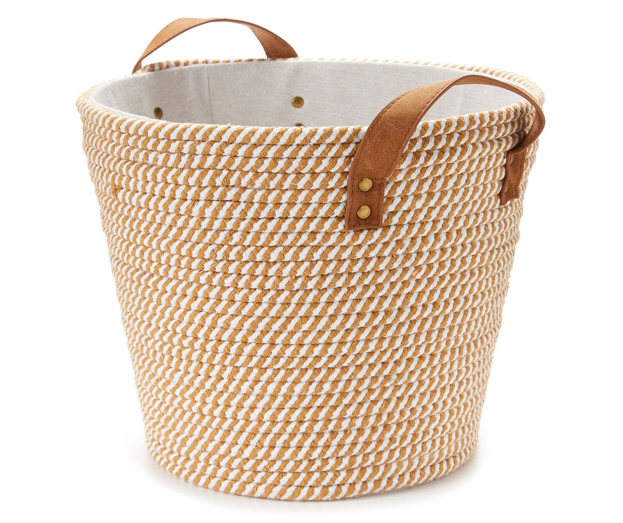 Brown & White Rope Bucket Storage Tote | Big Lots