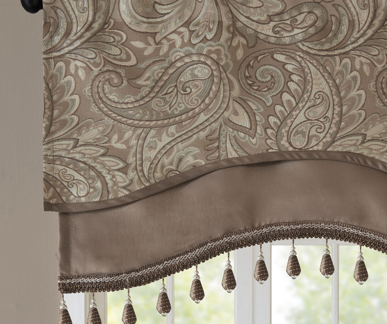 Valerie Blue Beaded Rod Pocket Valance | Big Lots