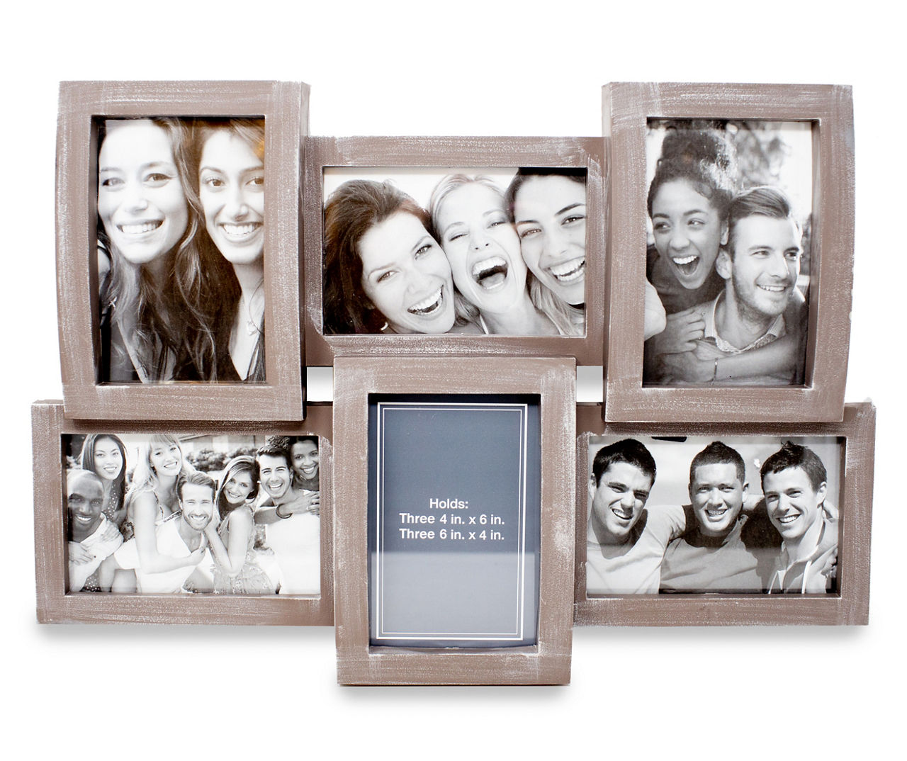 Whitewash Gray Curved 6-Opening Collage Frame | Big Lots