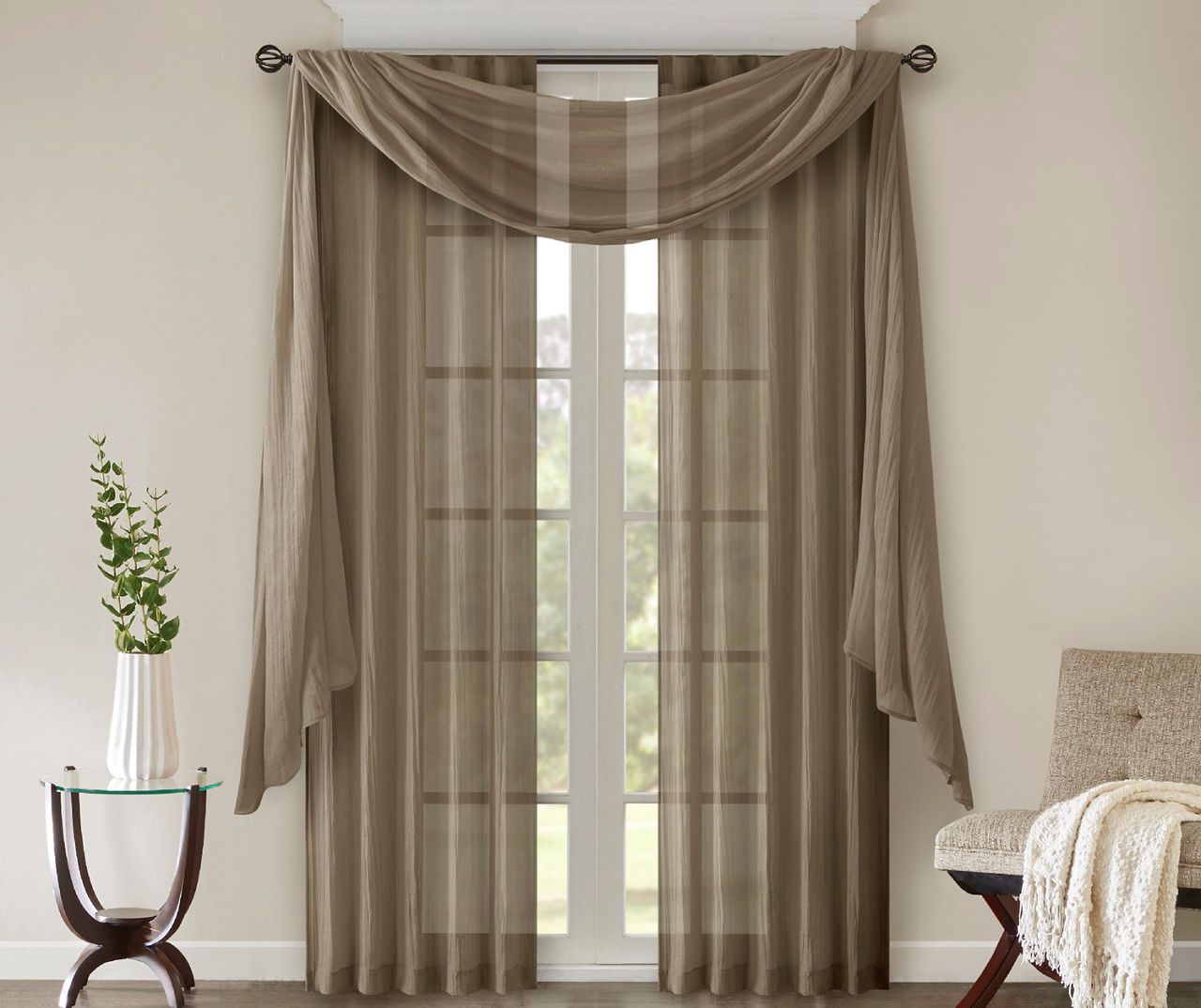 Avery Crushed Sheer Window Scarf Big Lots