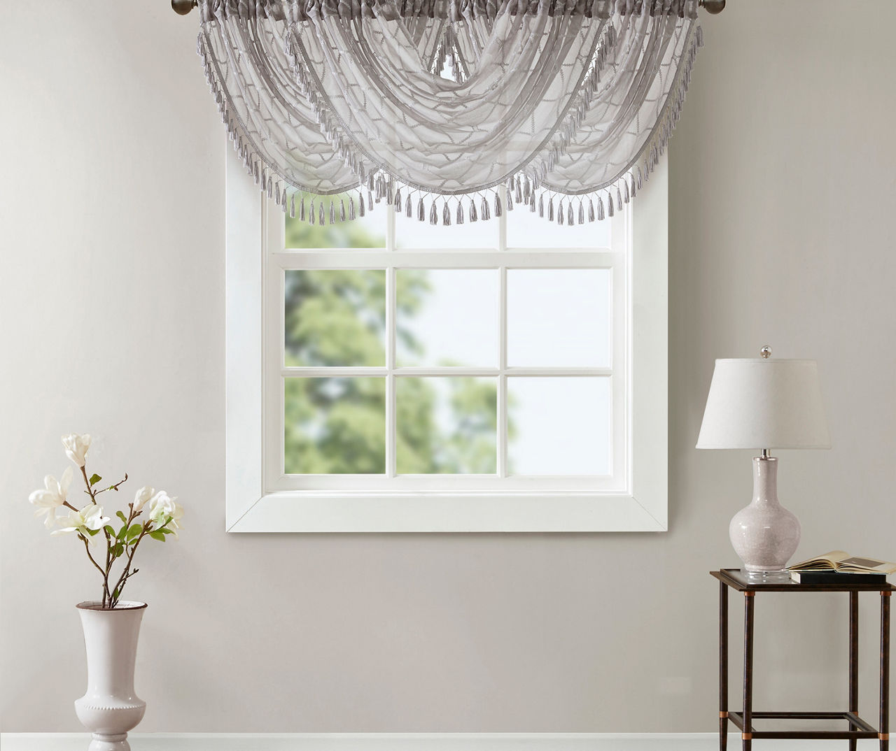 Clarissa Diamond Sheer Rod Pocket Waterfall Valance, (46") | Big Lots