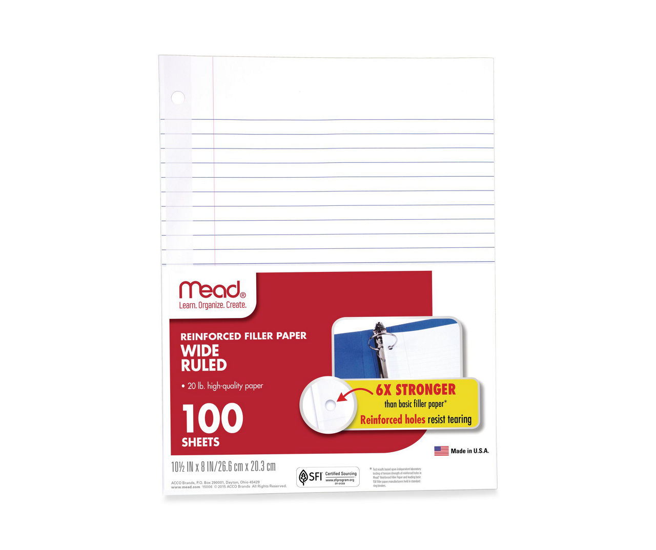 Mead Wide Ruled Reinforced Filler Paper, 100-Count | Big Lots