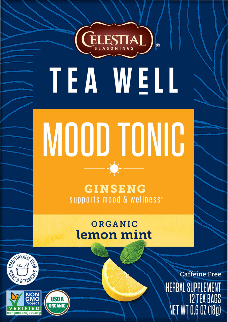 Celestial Seasonings Teawell Mood Tonic Organic Lemon Mint Herbal Tea ...