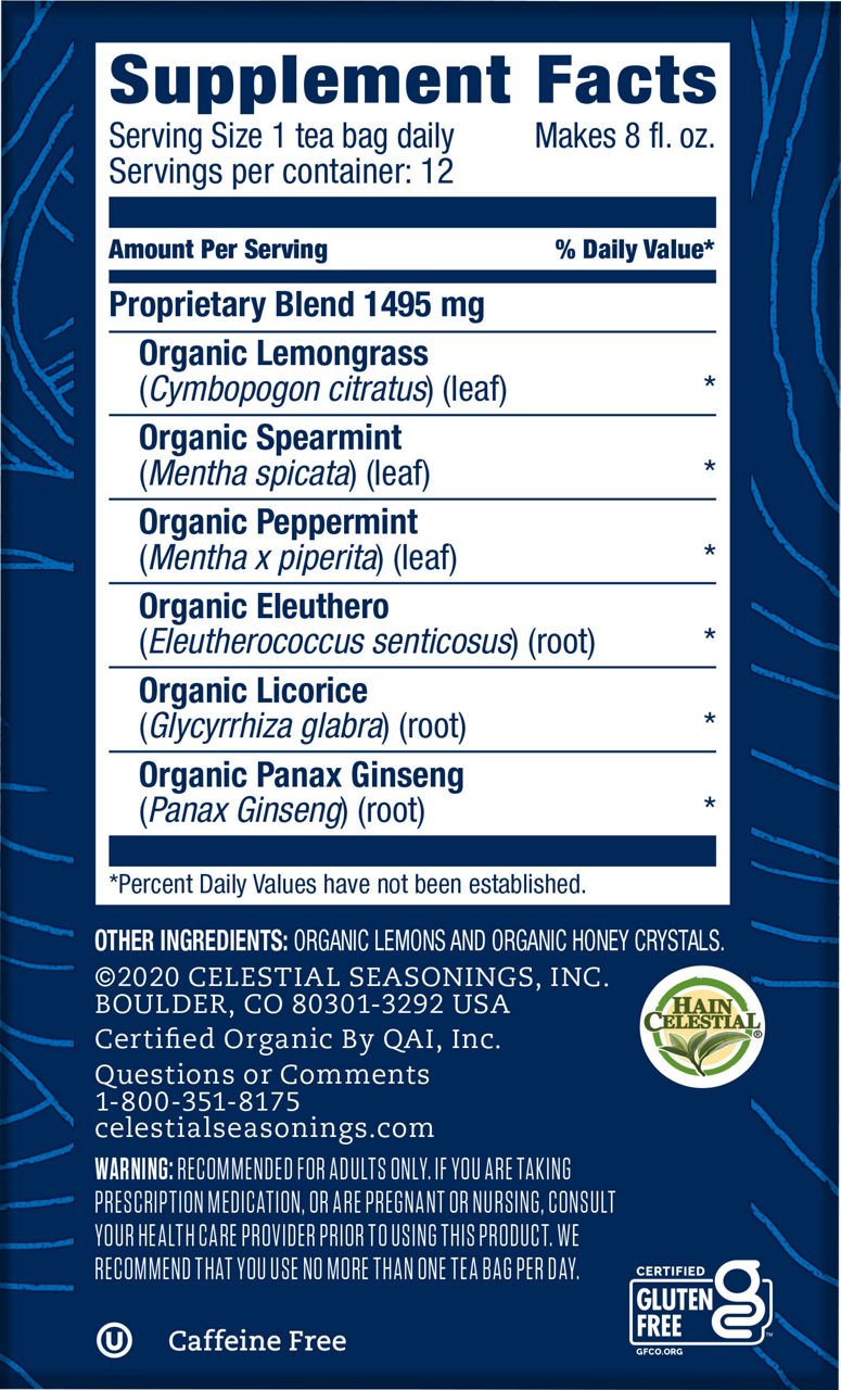 Celestial Seasonings Teawell Mood Tonic Organic Lemon Mint Herbal Tea ...
