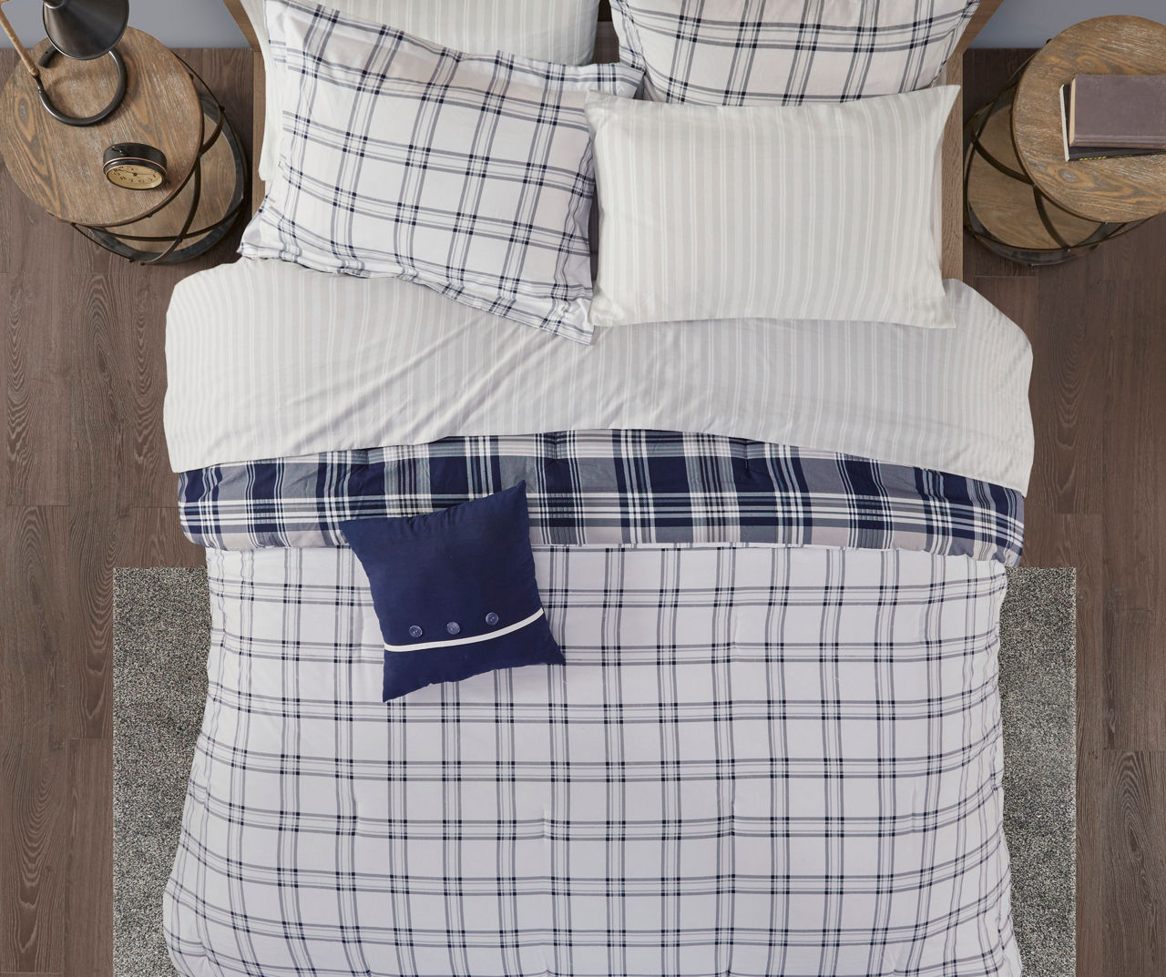 Leroy Navy Full 8-Piece Reversible Comforter Set | Big Lots