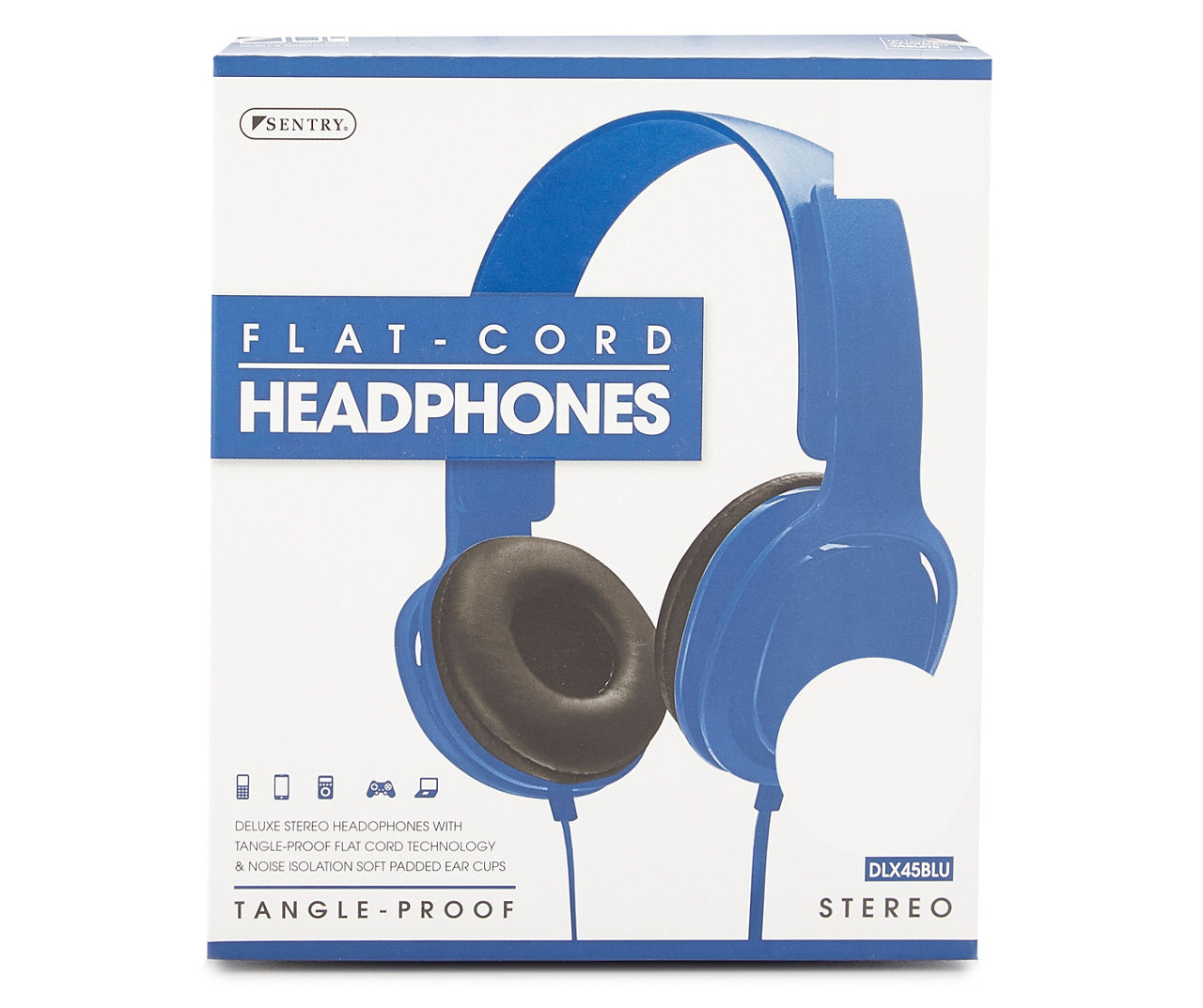 Sentry Blue Deluxe Stereo Flat-Cord Headphones | Big Lots