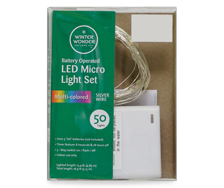 Winter Wonder Lane Multi-Color LED Micro Light Set With Silver Wire, 50 ...