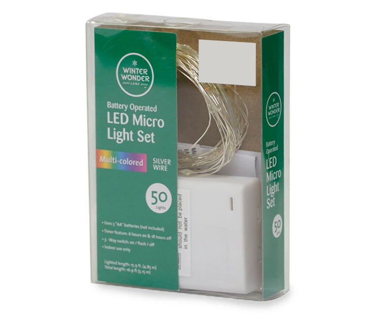 Winter Wonder Lane Multi-Color LED Micro Light Set With Silver Wire, 50 ...