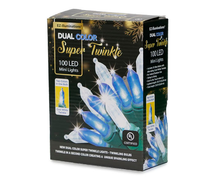 Winter Wonder Lane Super Twinkle Blue & Clear Dual Color LED Mini Light ...