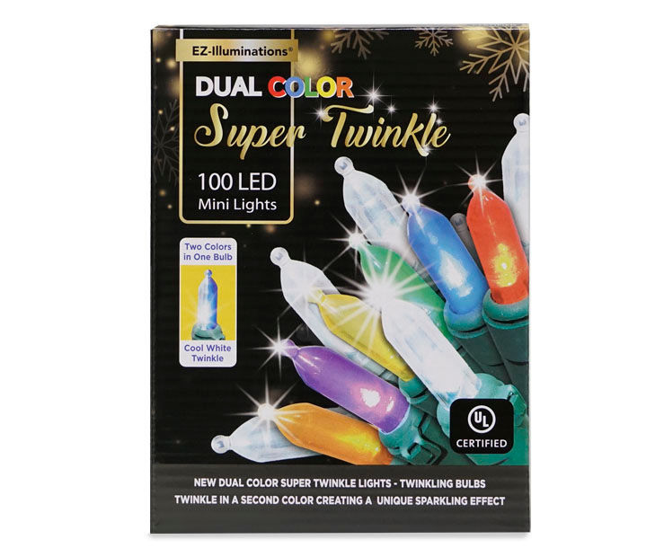 Winter Wonder Lane Super Twinkle Multi-Color & Clear Dual Color LED ...