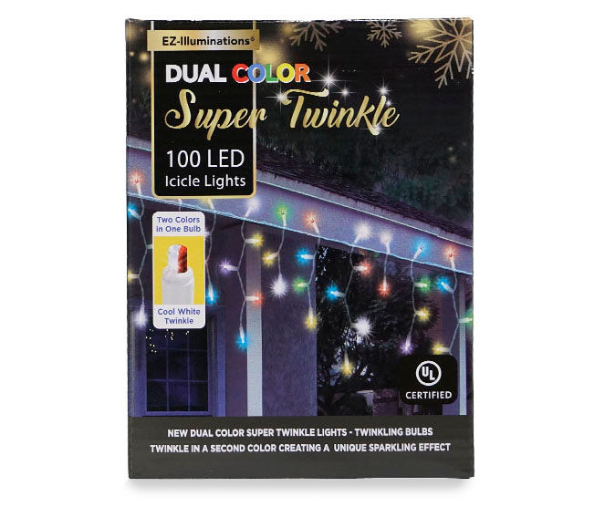 Winter Wonder Lane Super Twinkle Multi-Color & Clear Dual Color LED ...