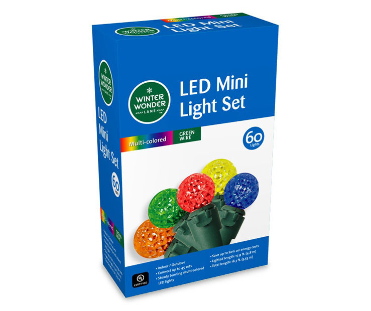 Winter Wonder Lane Multi-Color Diamond Cut LED Mini Sphere Light Set ...