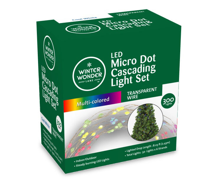 Winter Wonder Lane Multicolor LED Micro Dot Cascading Light Set, 300 ...