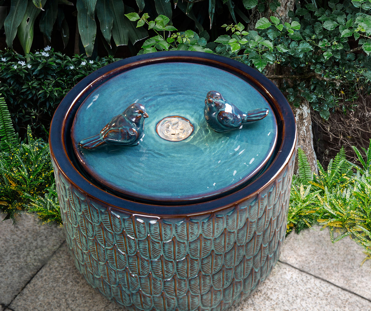 Turquoise Birds LED Water Fountain | Big Lots