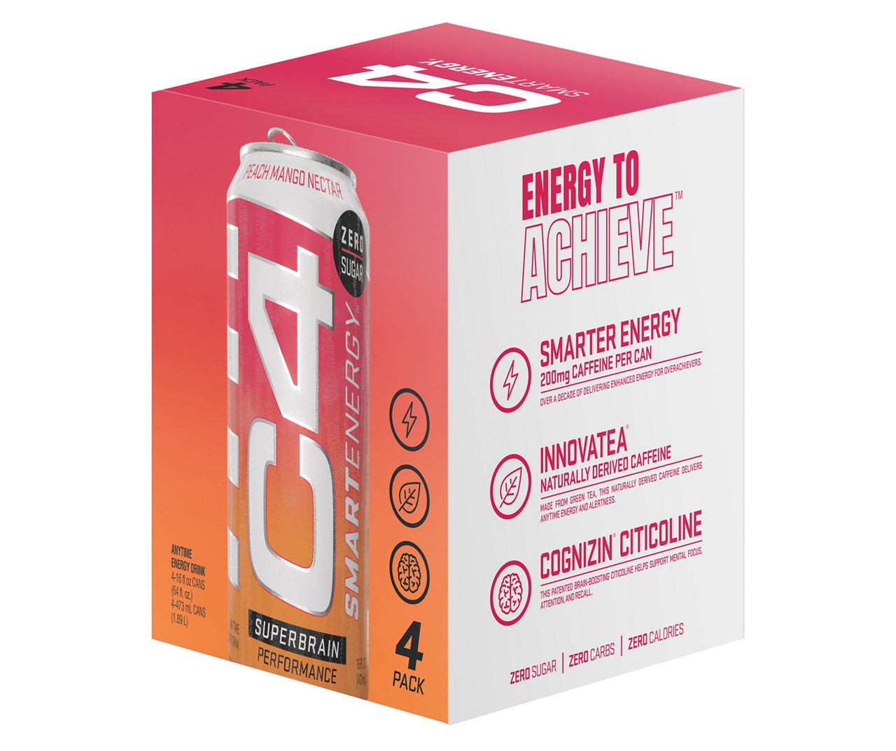 Cellucor C4 Smart Energy Peach Mango Nectar, 4-Pack | Big Lots