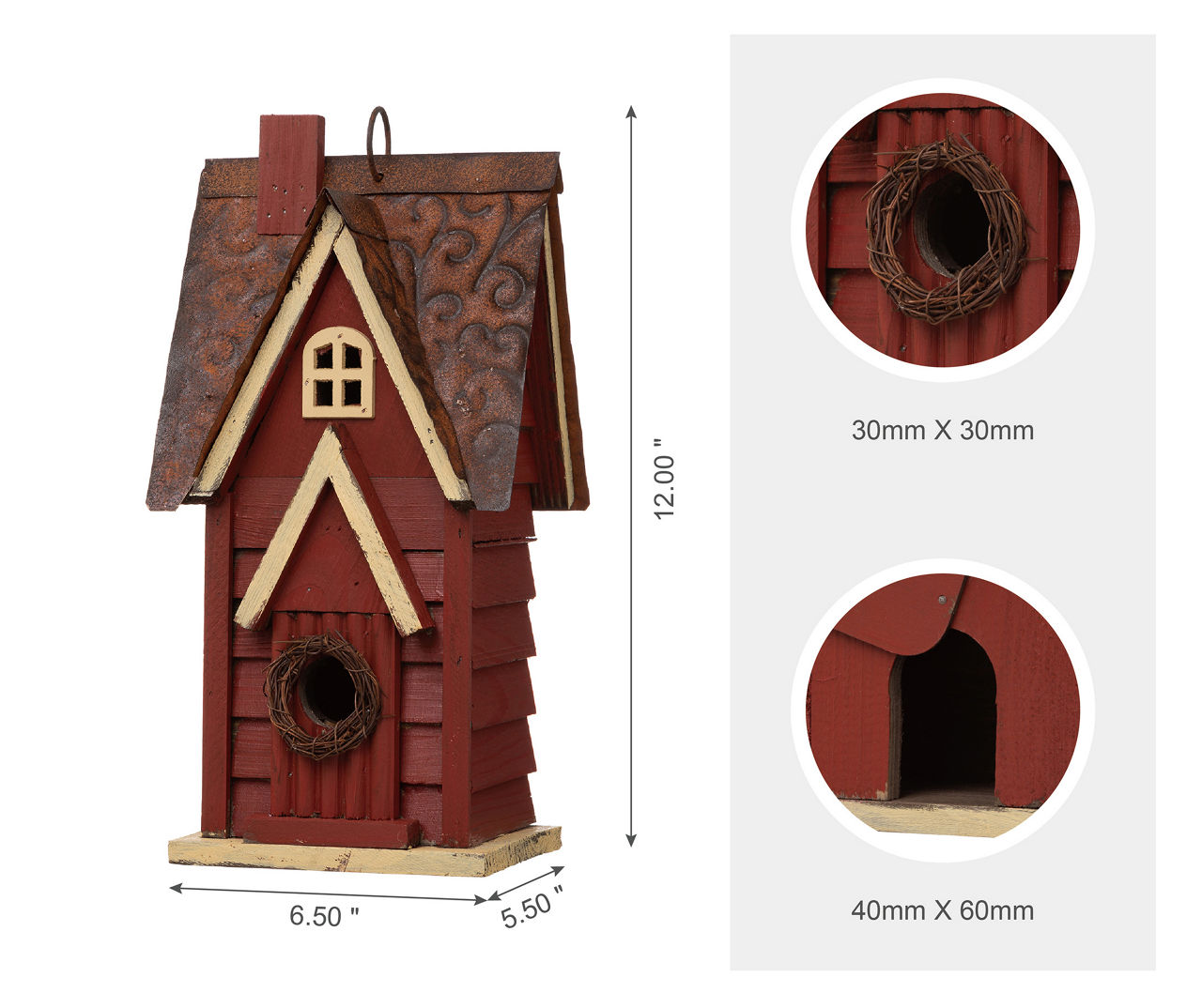 Glitzhome Red Cottage Birdhouse | Big Lots