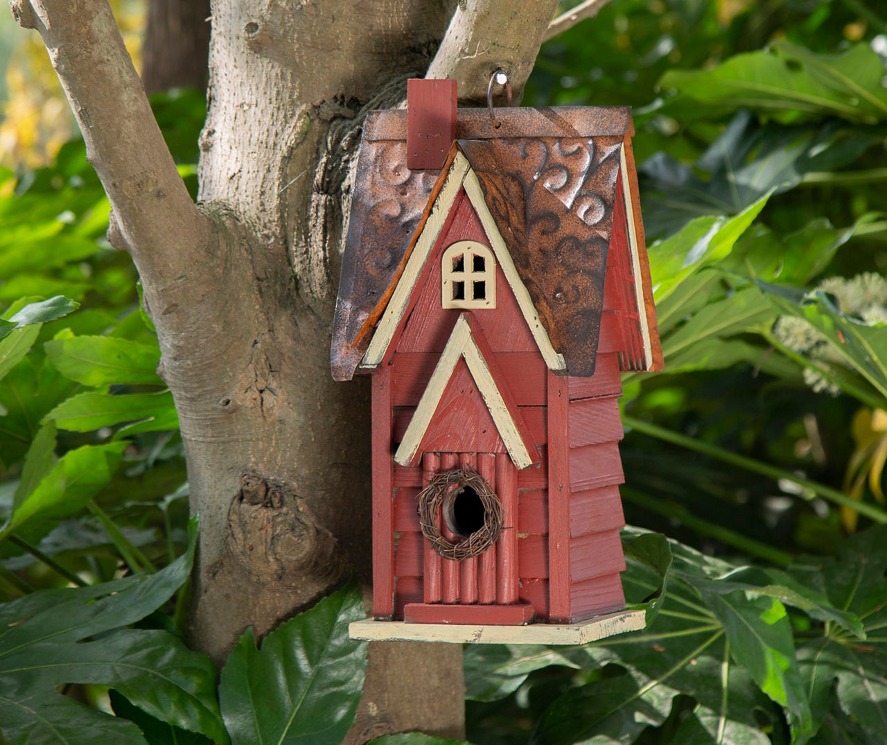 Glitzhome Red Cottage Birdhouse | Big Lots