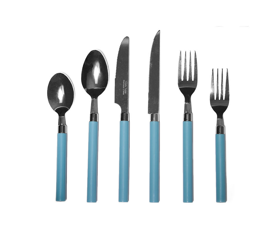 Evolution Teal Handle 50-Piece Flatware Set | Big Lots