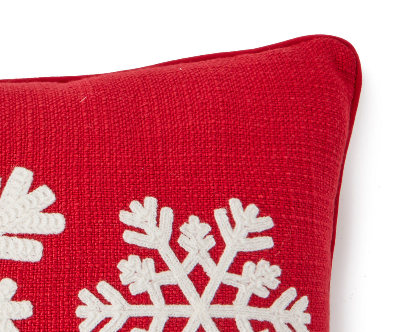 Winter Wonder Lane Red & White Embroidered Snowflake Throw Pillow | Big ...