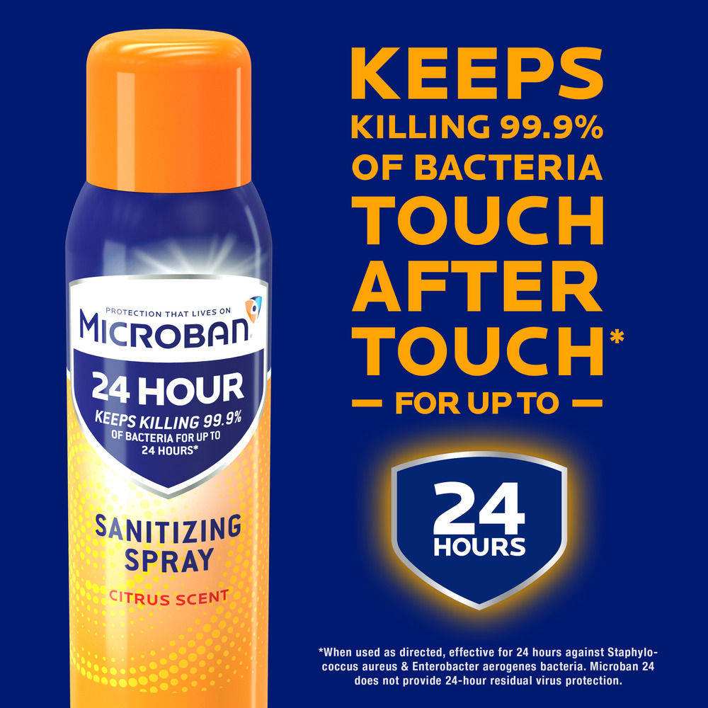 Microban Microban 24 Hour Disinfectant Sanitizing Spray, Citrus Scent ...