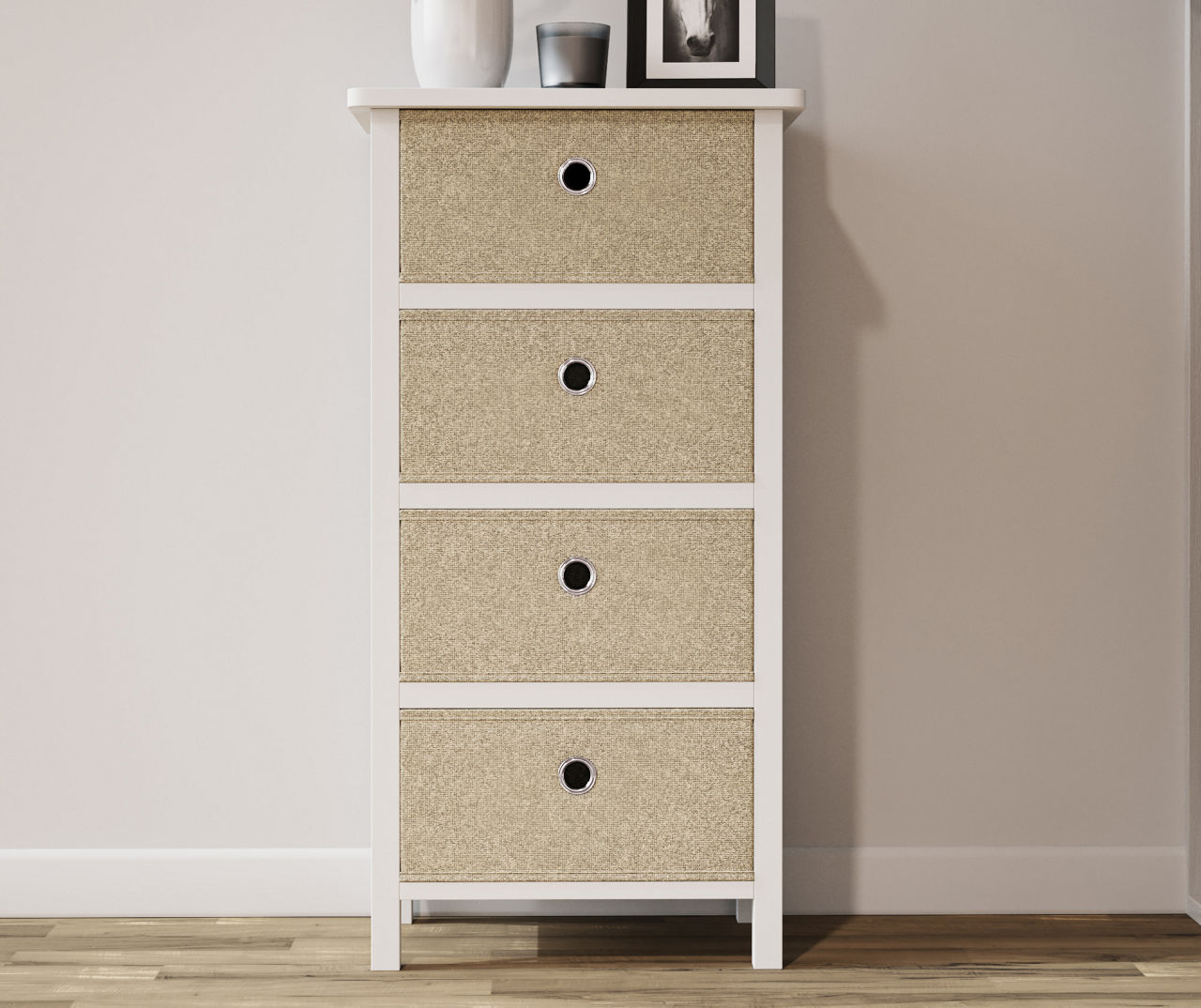Brookside White & Oat Fabric 4-Drawer Storage Chest | Big Lots