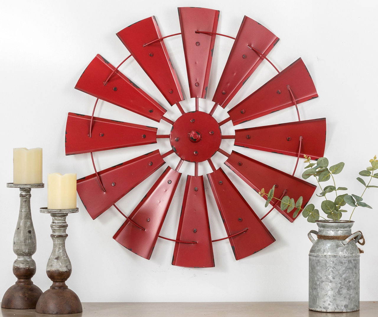 28.5" Red Metal Windmill Wall Decor | Big Lots