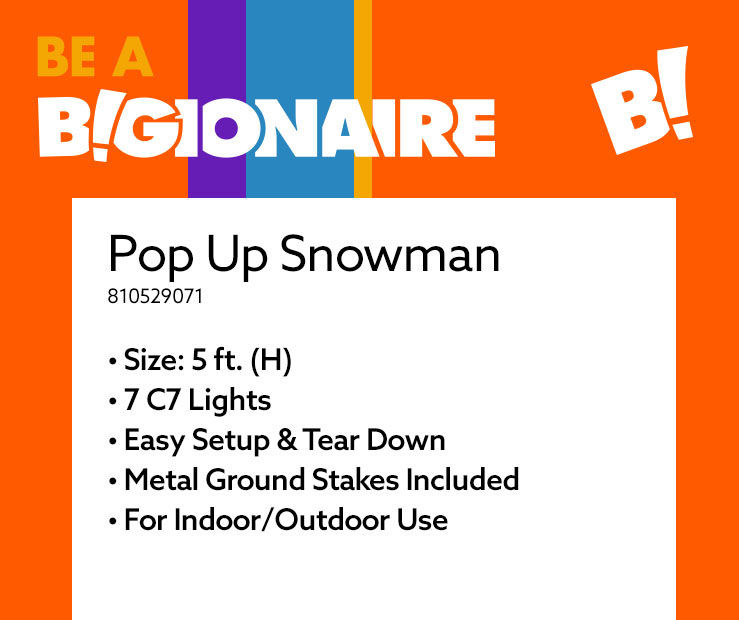 Winter Wonder Lane 5' Pop Up Snowman & "Let It Snow" Sign | Big Lots