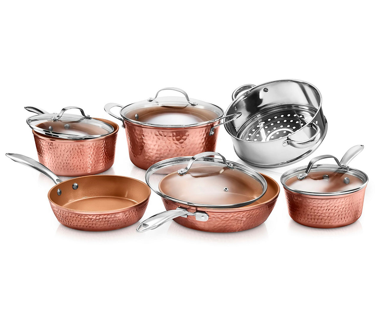 Gotham Steel Bronze Hammered Non-Stick 10-Piece Aluminum Cookware Set ...