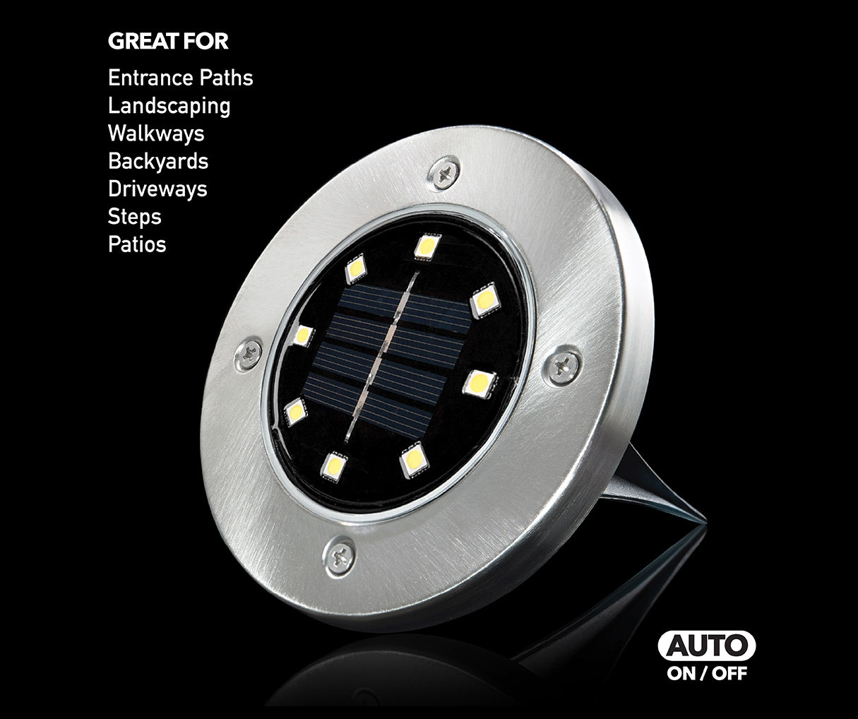 As Seen On TV Stainless Steel Solar Disk Ground Lights, 4-Pack | Big Lots