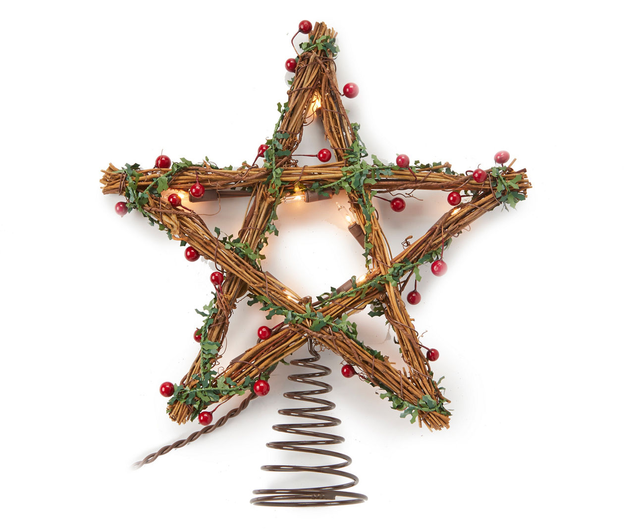 Winter Wonder Lane Grapevine & Berries Light-Up Star Tree Topper | Big Lots