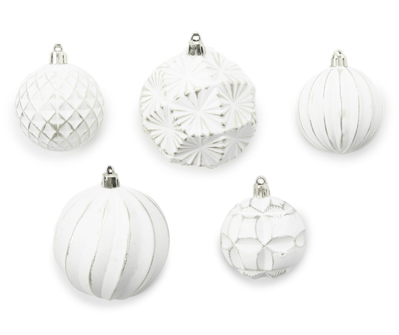 Winter Wonder Lane White Silver Designer 24 Piece Ornaments Set Big Lots