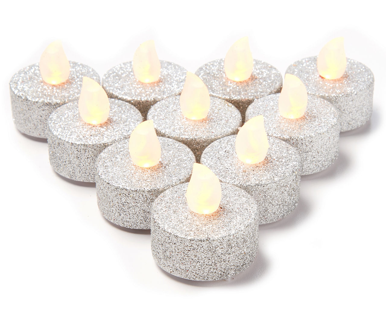 Silver Glitter LED Tealight, 10-Pack | Big Lots