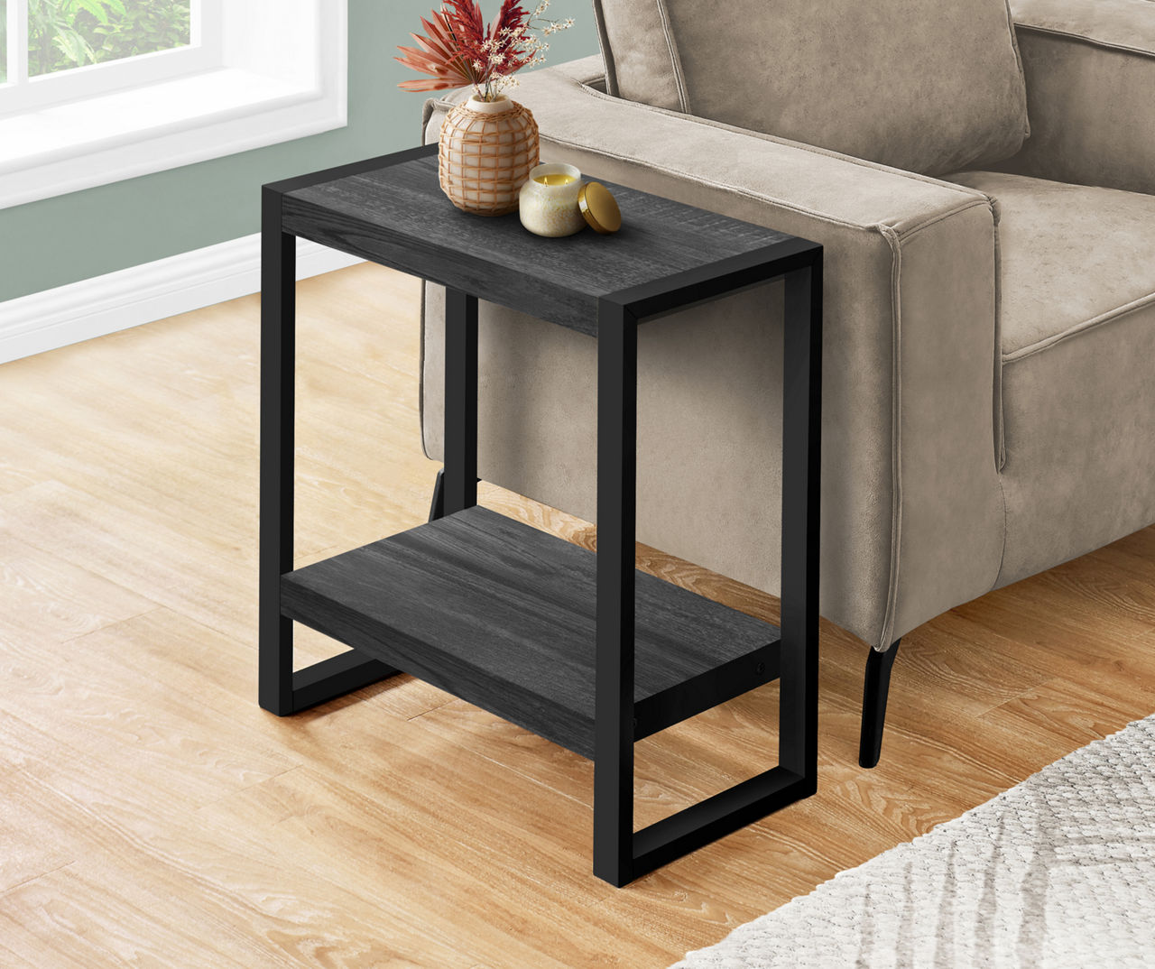 Monarch Black Reclaimed Wood Look 2 Tier Side Table Big Lots