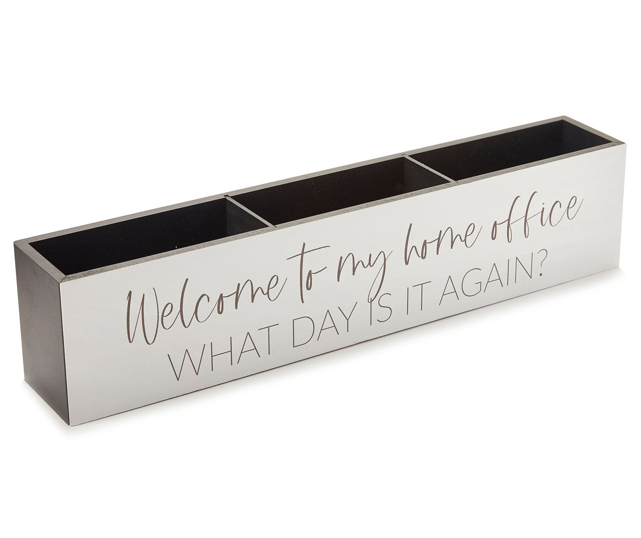 "What Day Is It" White & Black 3-Section Pencil Holder Box Plaque | Big ...