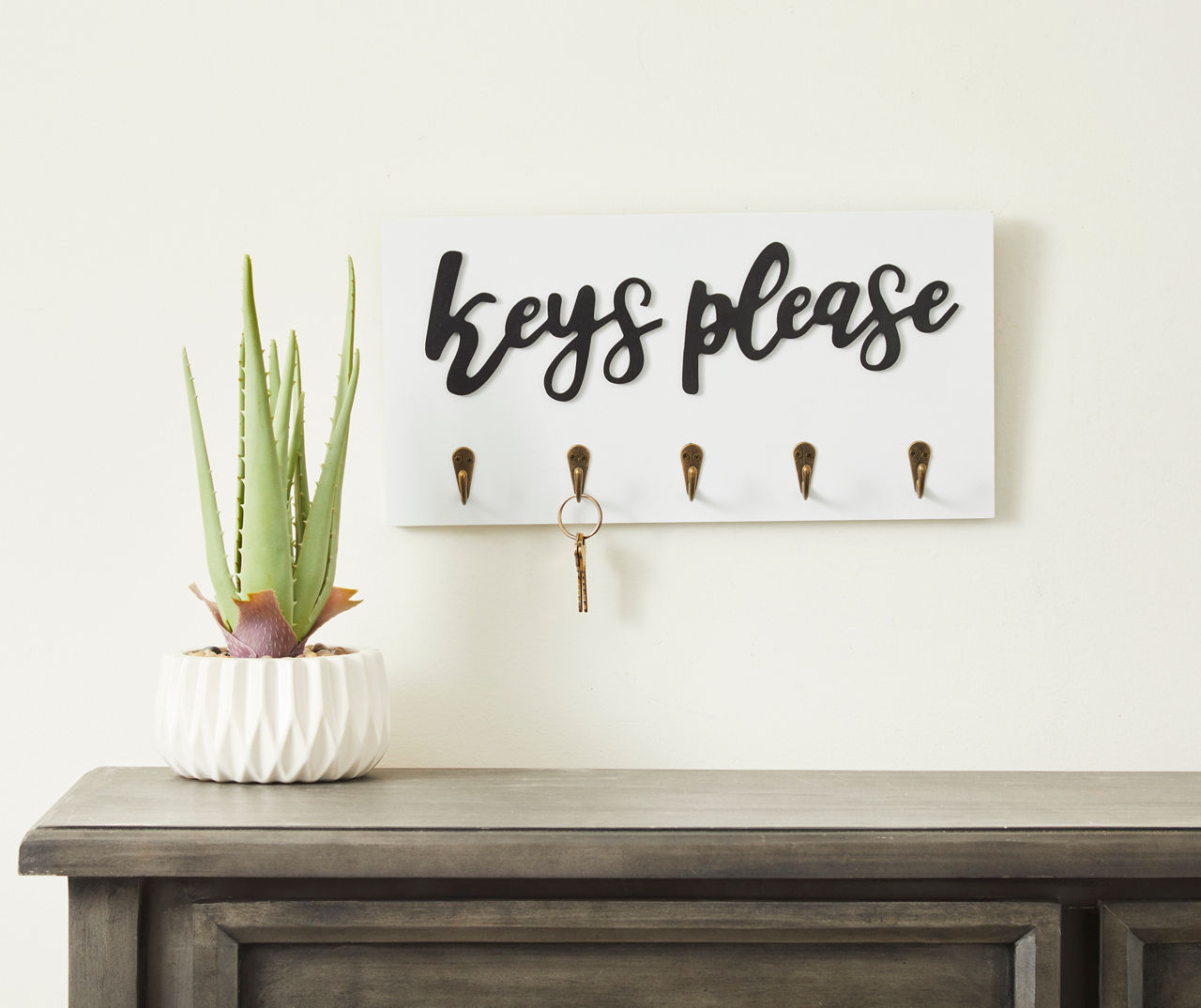 Real Living "Key's Please" White & Black 5-Hook Wall Hook | Big Lots