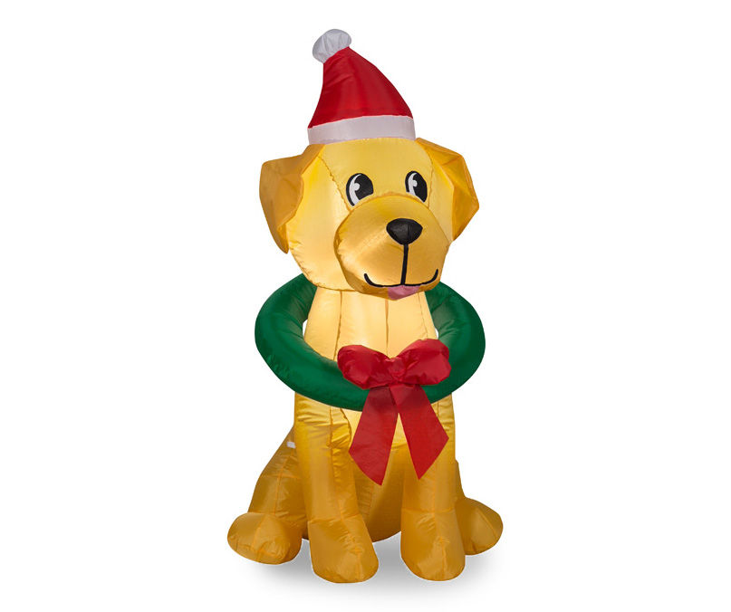 Airblown 42" Inflatable LED Santa Hat & Wreath Yellow Lab | Big Lots