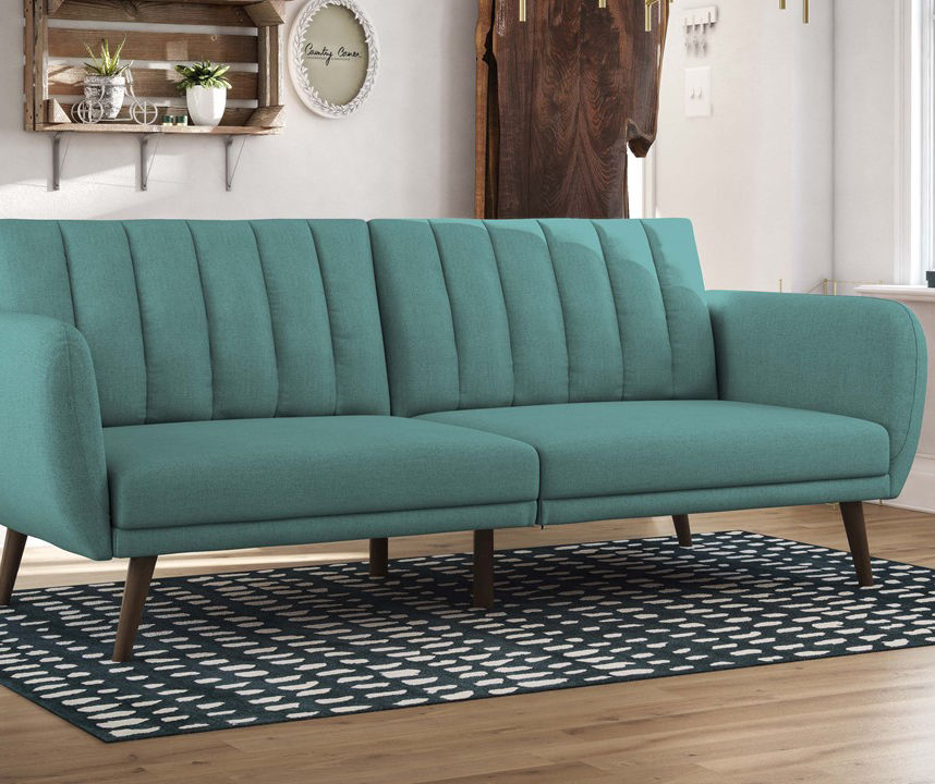 Novogratz Brittany Light Blue Linen Convertible Sleeper Futon | Big Lots