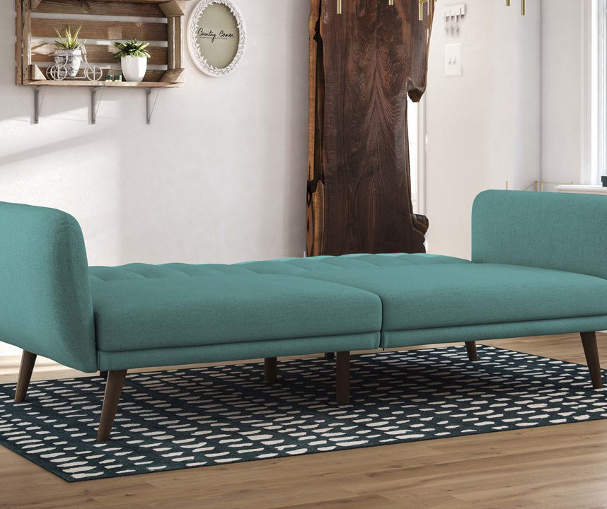 Novogratz Brittany Light Blue Linen Convertible Sleeper Futon | Big Lots