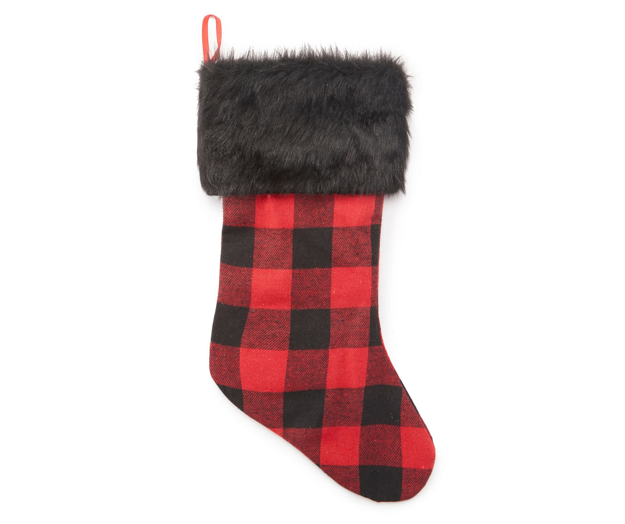 Winter Wonder Lane Buffalo Check Plaid Stocking with Faux Fur Trim ...