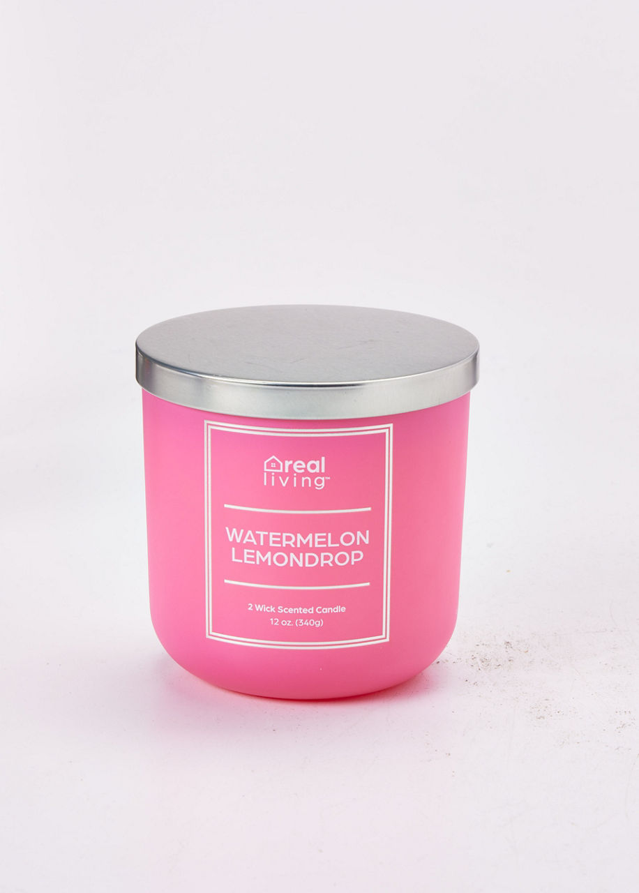 Real Living Watermelon Lemondrop White Jar Candle, 12 oz. | Big Lots