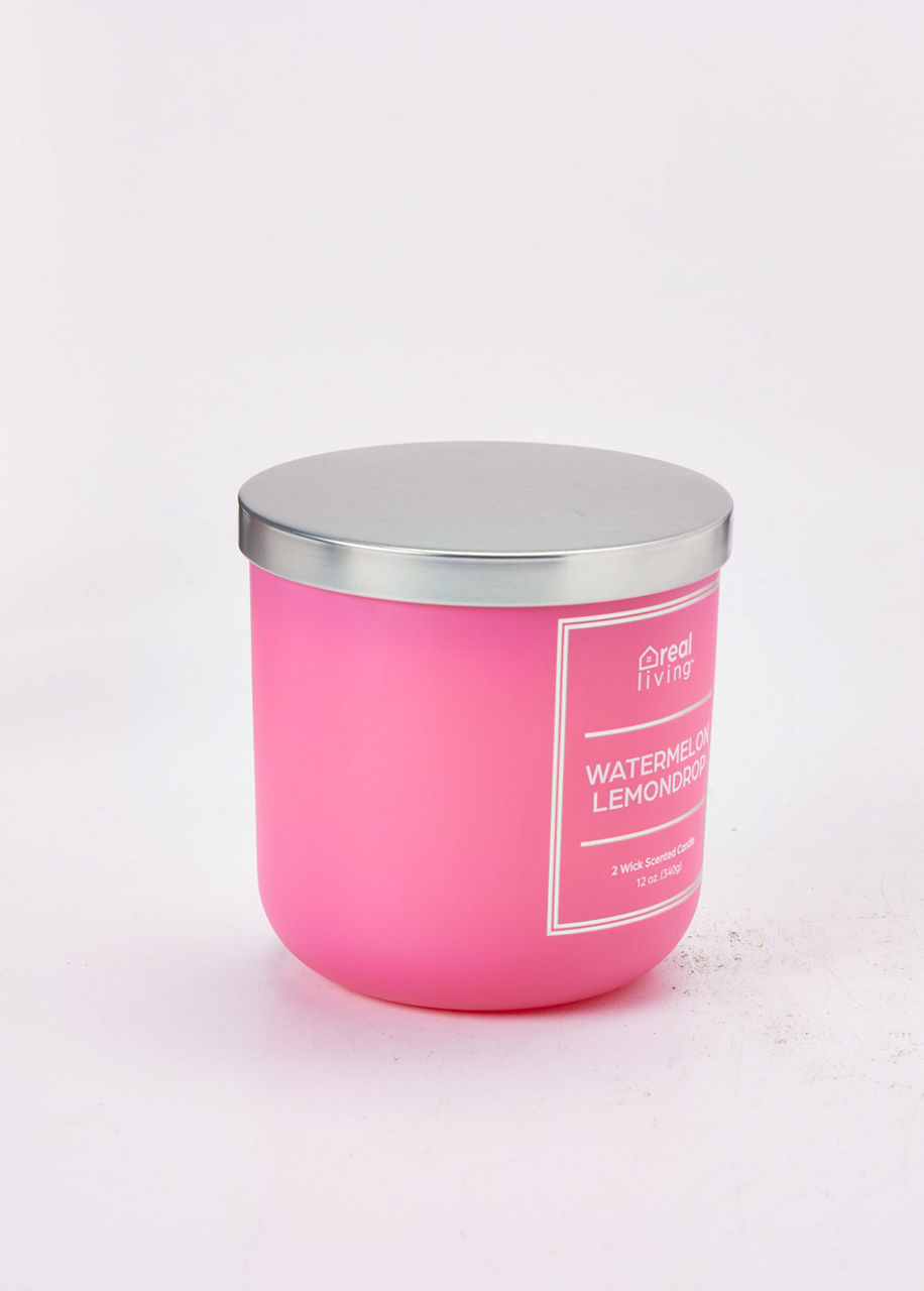 Real Living Watermelon Lemondrop White Jar Candle, 12 oz. | Big Lots