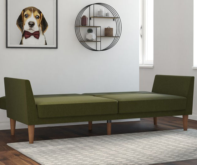 Novogratz Regal Green Linen Convertible Sleeper Futon | Big Lots