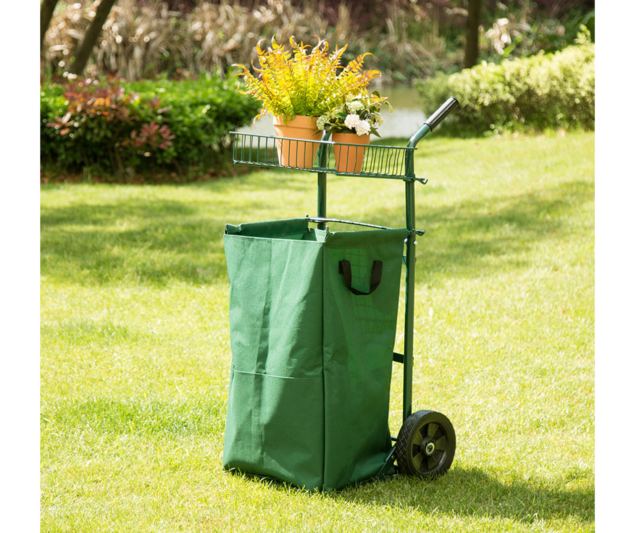 Green 2-Wheel Leaf Cart With Detachable Polyester Bag | Big Lots