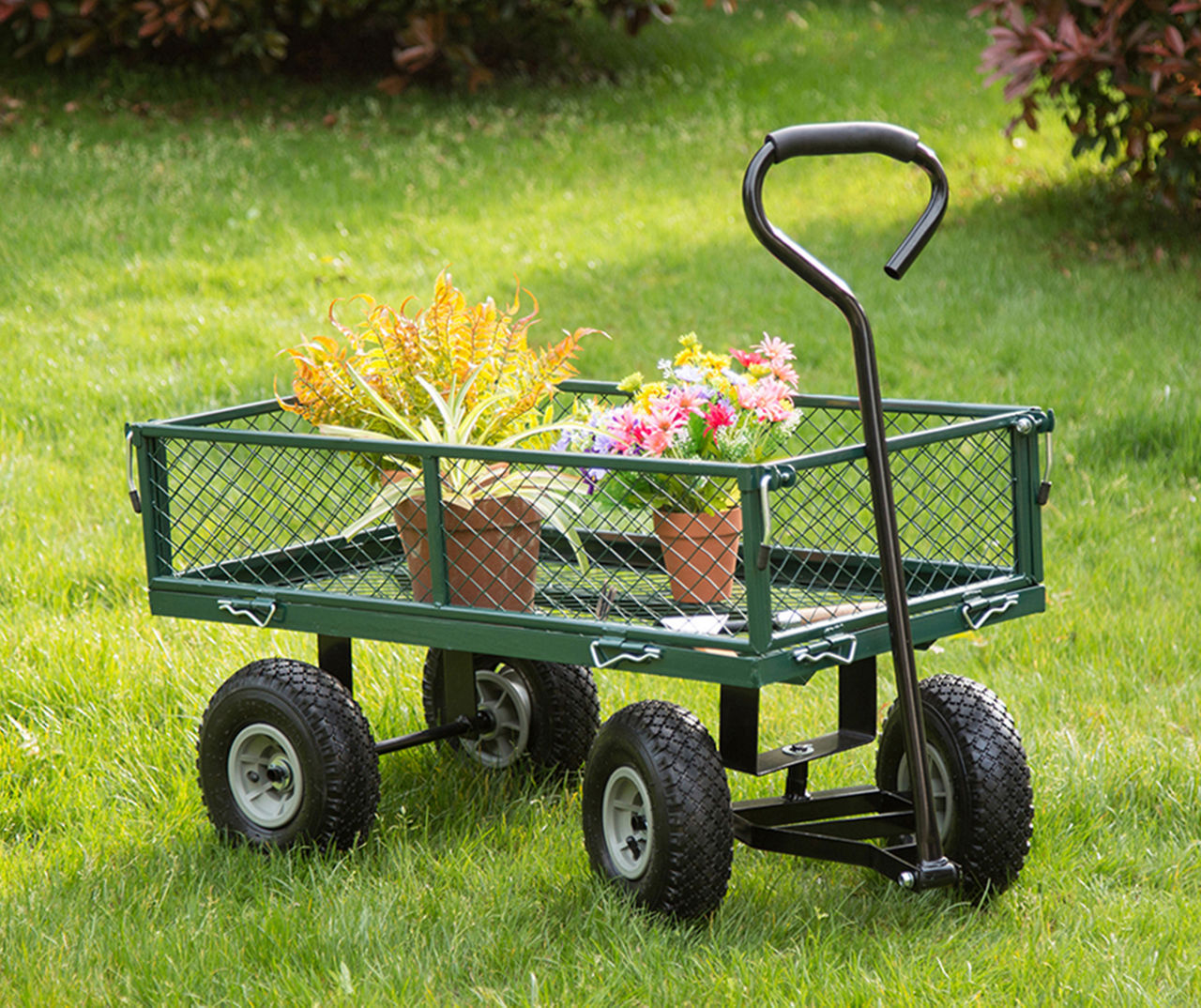 Green 4-Wheel Steel Mesh Utility Garden Cart | Big Lots