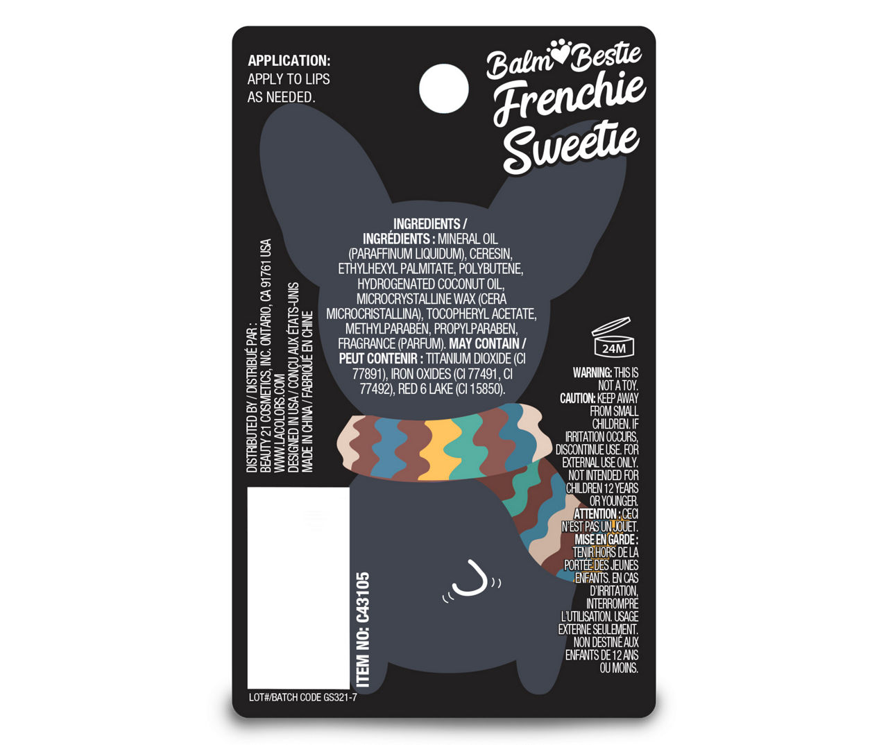 L.A. Colors Balm Bestie Frenchie Sweetie Strawberry Scented Lip Balm, 0 ...