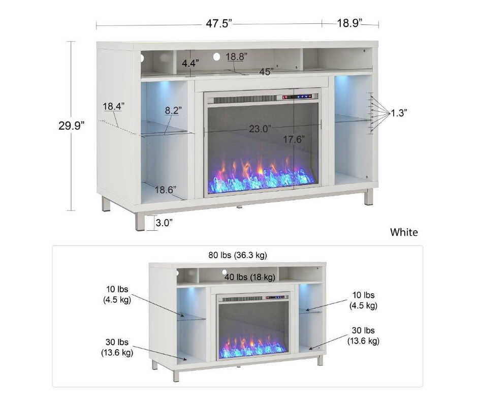 Ameriwood 48" Intrepid White Electric Fireplace Console | Big Lots